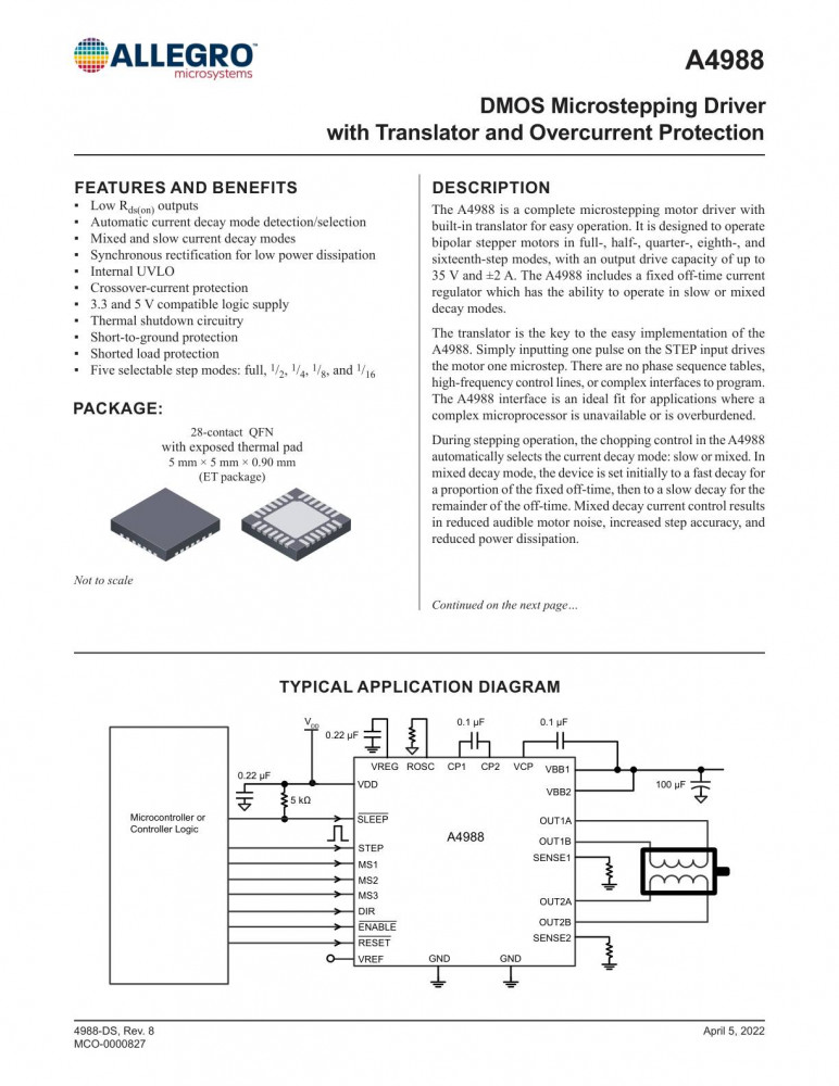 A4988 datasheet page 1