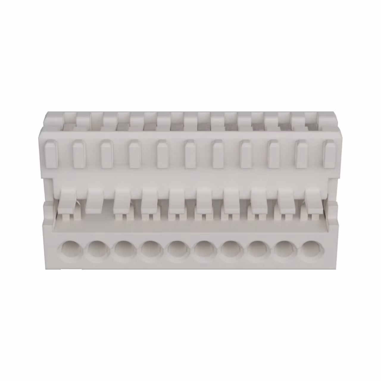 Appli-Mate RAST 2.5 Female Connector, 2.50mm Pitch, 10 Circuits, All Position Keys, Open Endwalls, Circuits 2 & 9 Voided, Blue Color Stripe for sale