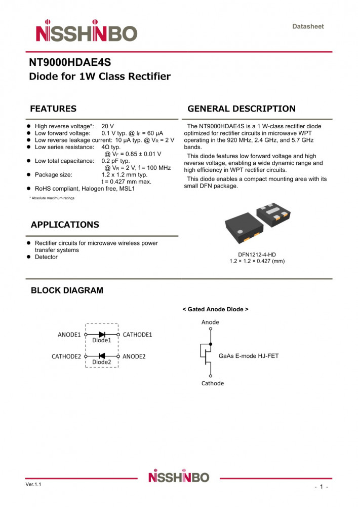 NT9000HDAE4S datasheet page 1