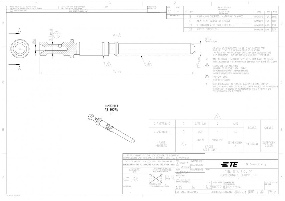 TE Connectivity 9-2177814-2 technical drawing preview