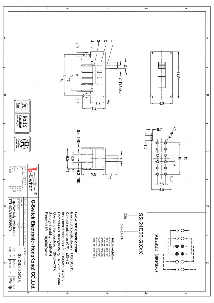 G-Switch SS-24D35-G040 technical specification drawing
