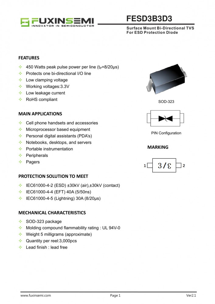 FESD3B3D3 datasheet page 1