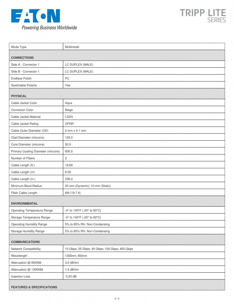 EATON N820X-06M technical document page 2