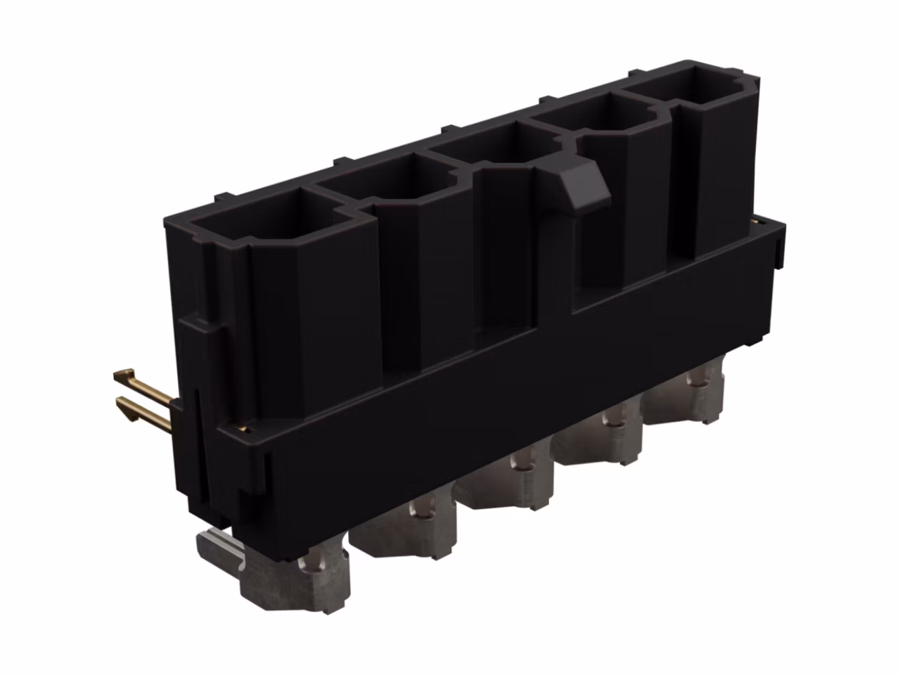 Mini-Fit Sr. Right-Angle Header, 10.00mm Pitch, Single Row, 5 Circuits, 5.10mm Tail Length, for 3.18mm PCB, Tin (Sn) Plating, with Clip, USE NYE LUBE ON MATING SURFACES for sale