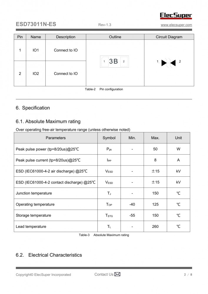 ESD73011N-ES datasheet page 2