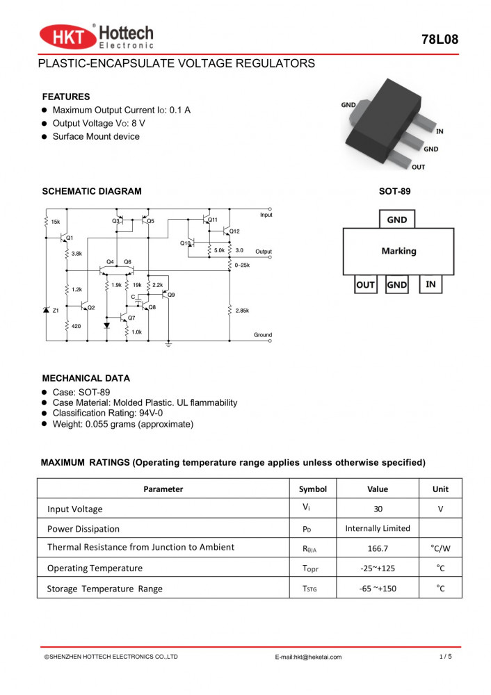 78L08 datasheet page 1
