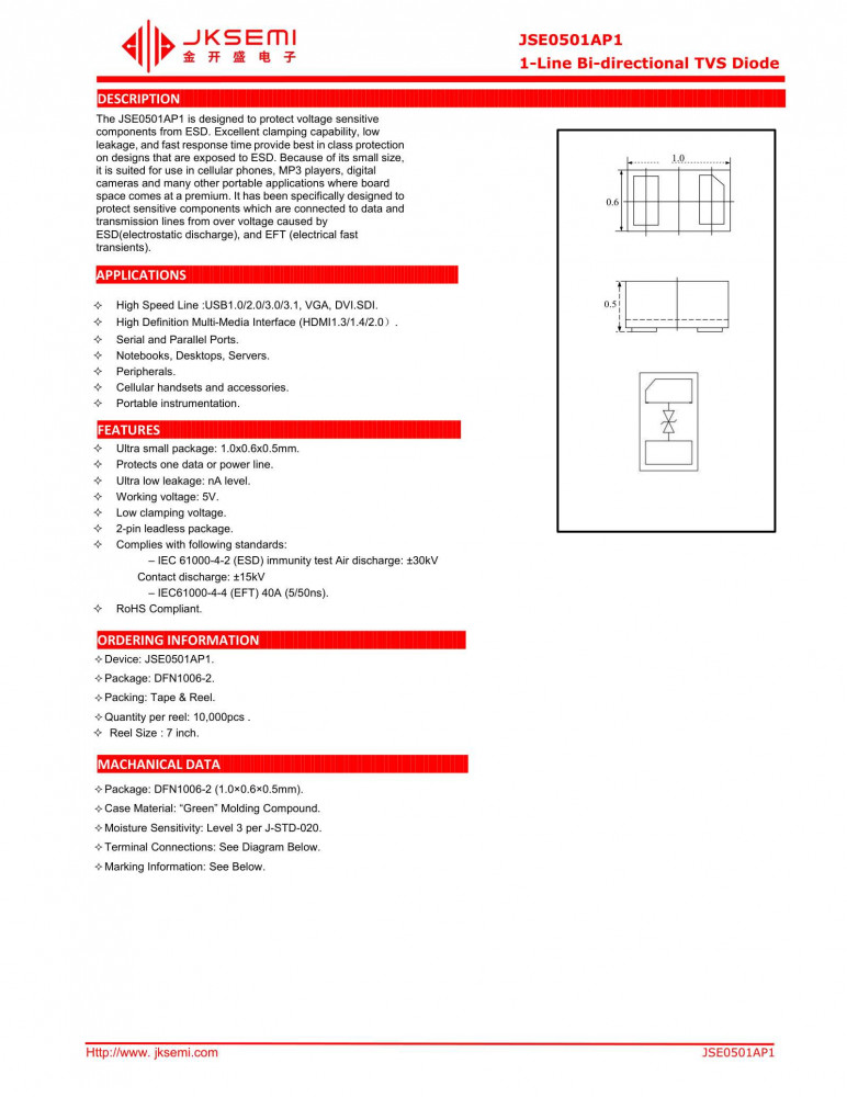 JSE0501AP1 datasheet page 1