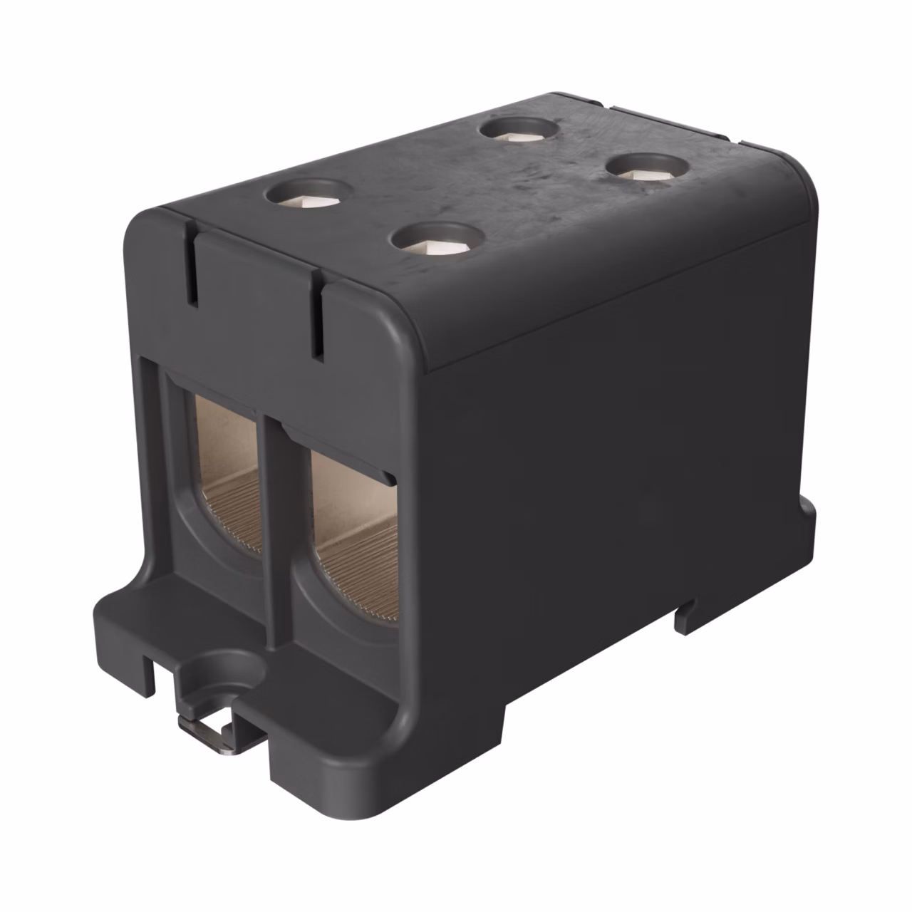 High Current Universal Clamp Tapping Terminal Block, 35.00mm DIN-rail or  Screw Mount, 285.0A / 600V, Grey Housing and Cover, 1 Circuit, 4 Terminations for sale