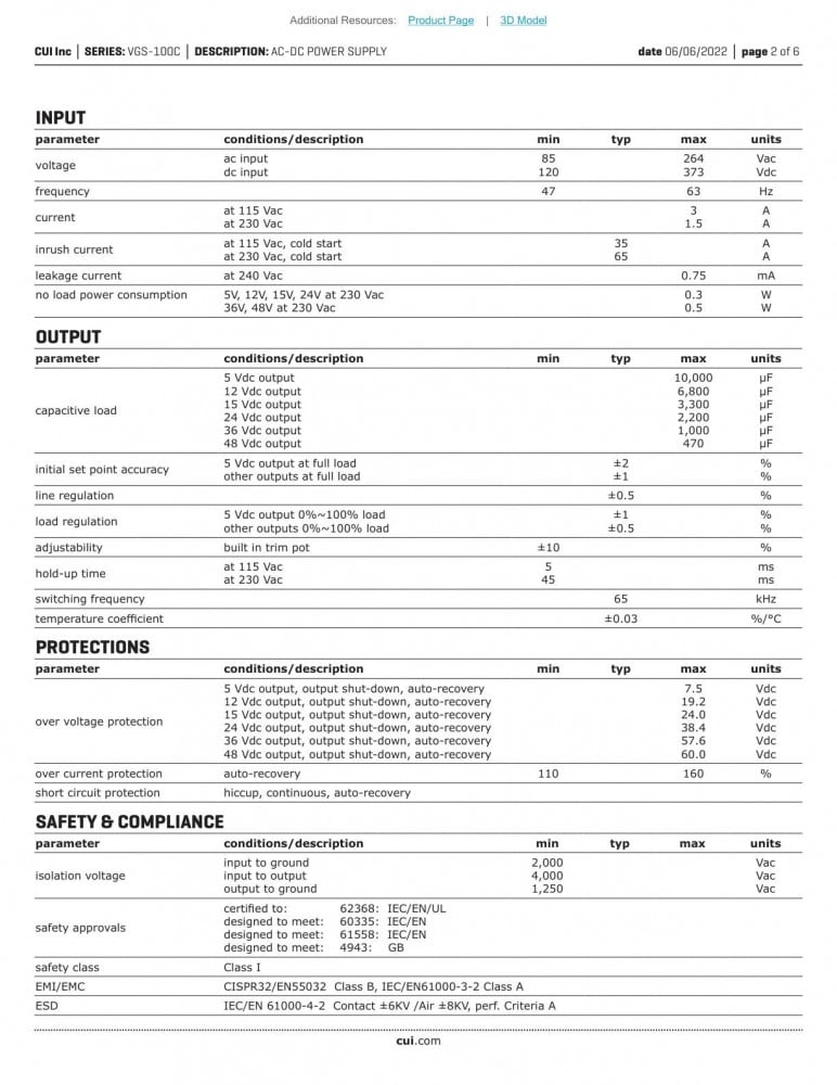 CUI VGS-100C-12 datasheet page 2