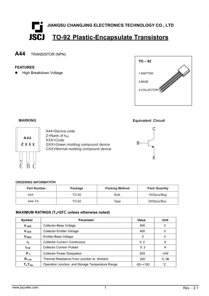 A44-TA datasheet page 1