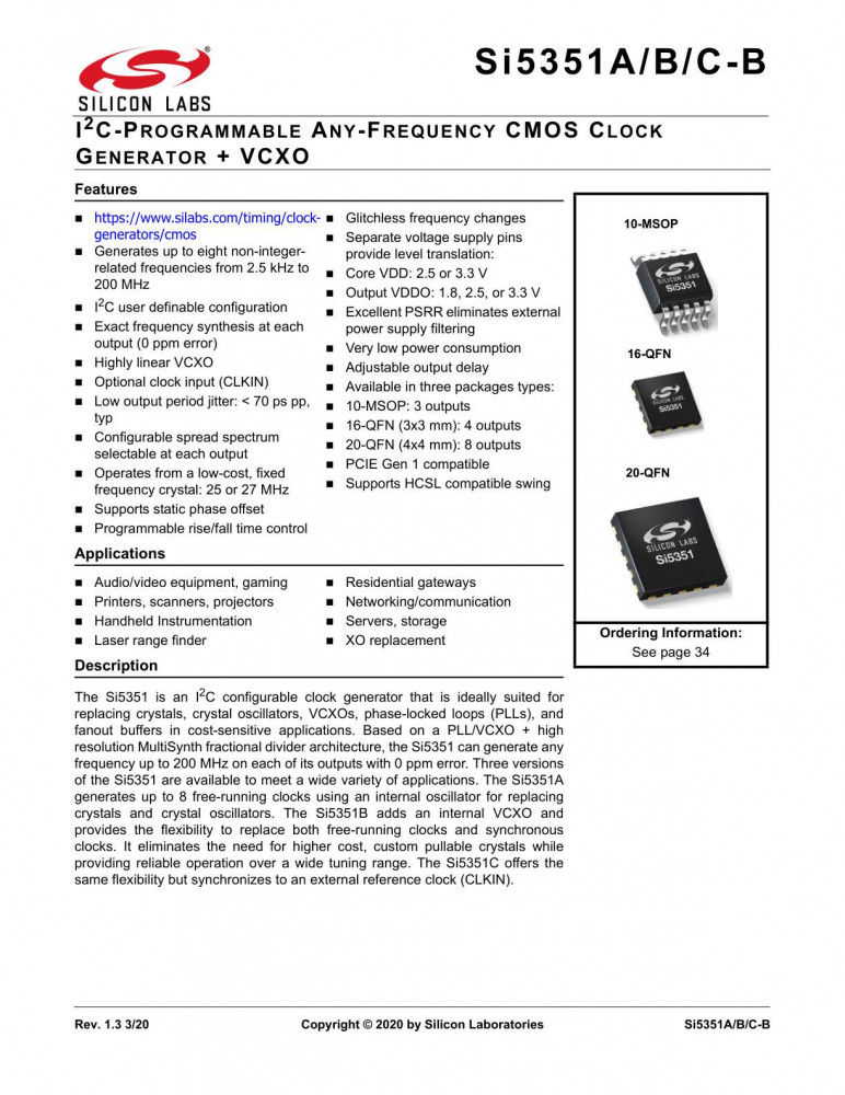 SI5351 datasheet page 1