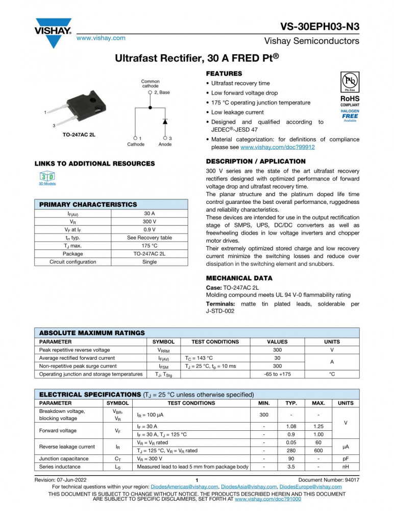 VS-30EPH03-N3 datasheet page 1