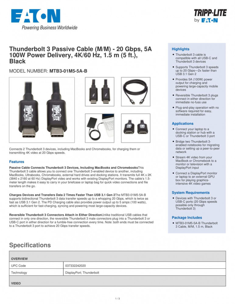 MTB3-01M5-5A-B technical document page 1