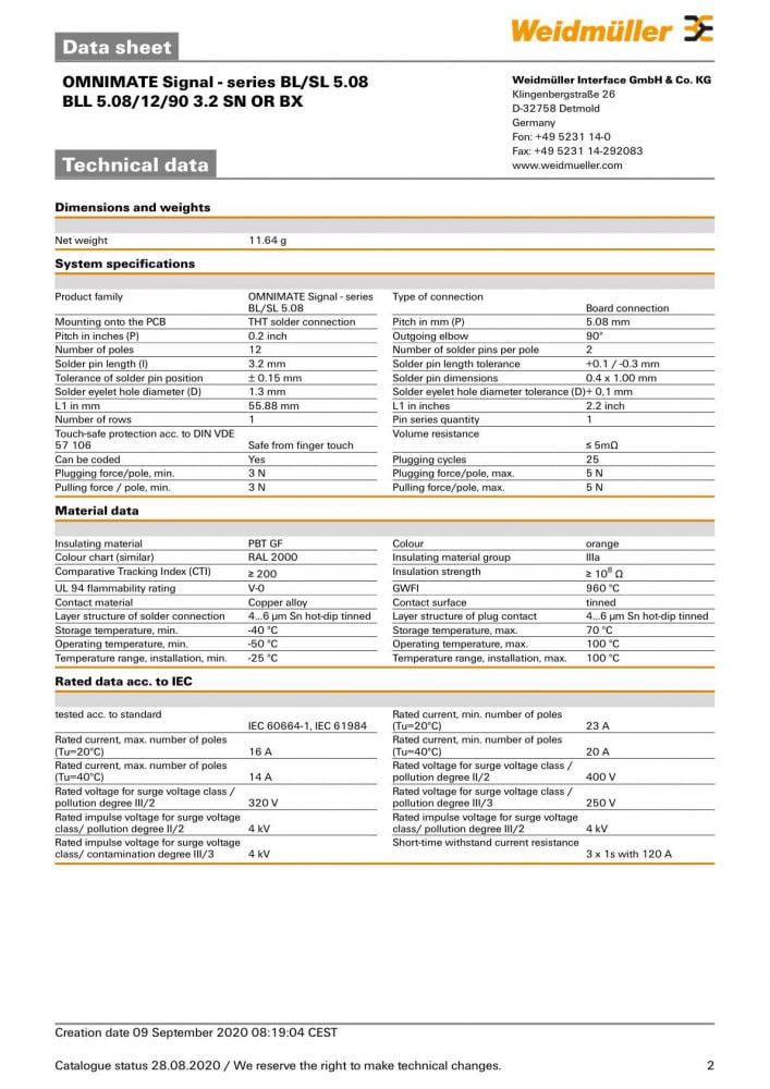WEIDMULLER 1623040000 technical document page 2