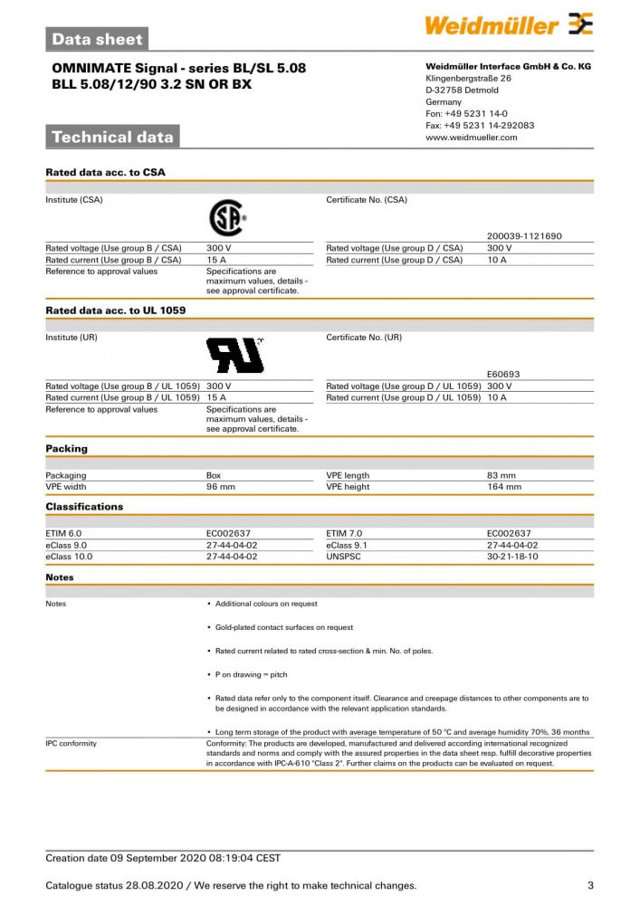 WEIDMULLER 1623040000 technical document page 3