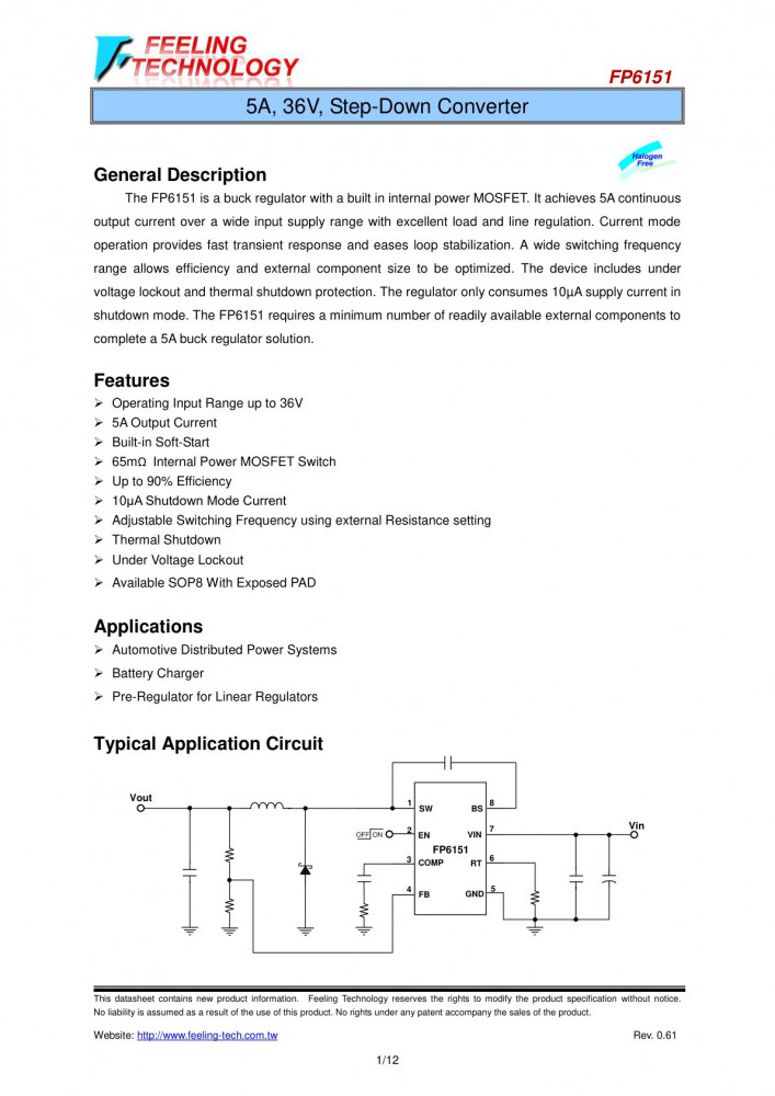 FP6151XR-G1 datasheet page 1