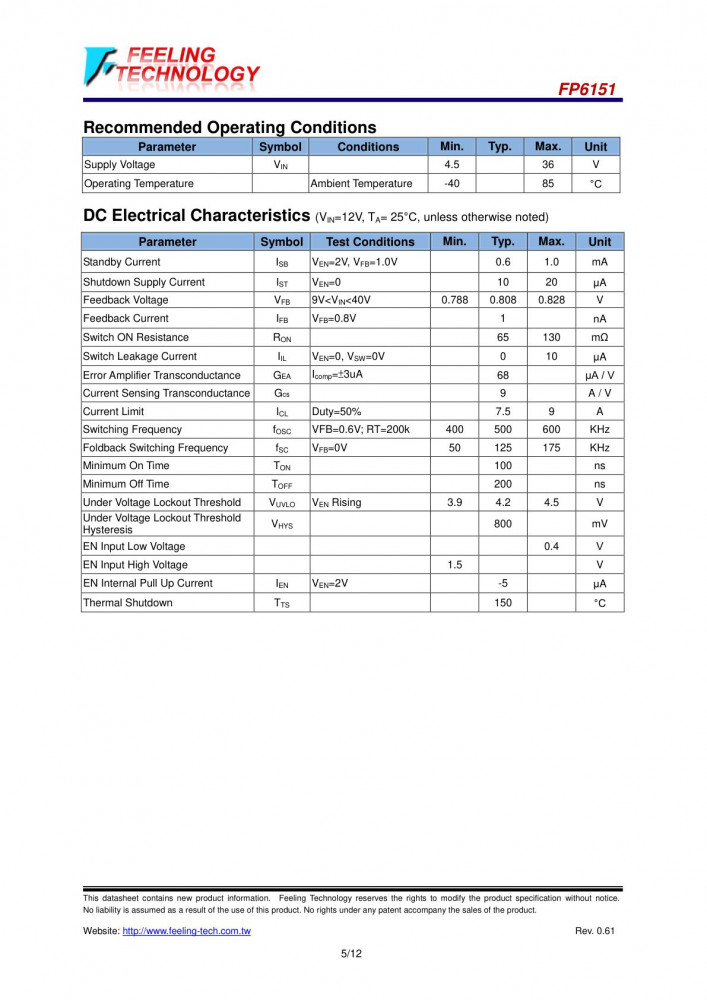 FP6151XR-G1 datasheet page 5