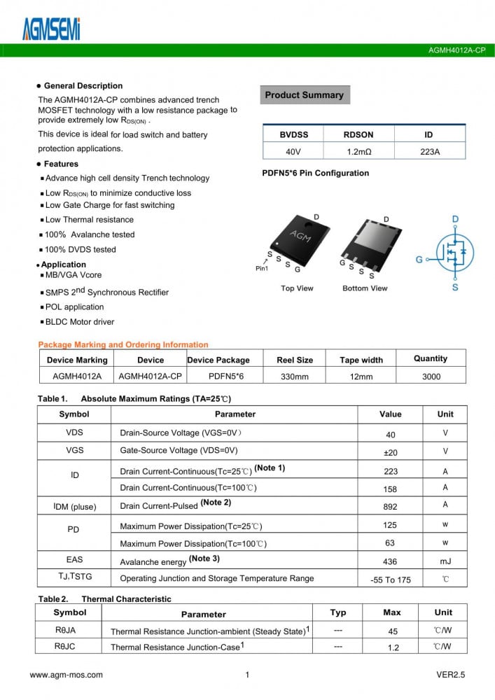 AGMH4012A-CP datasheet page 1