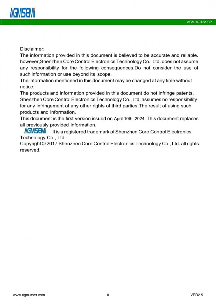 AGMH4012A-CP datasheet page 8