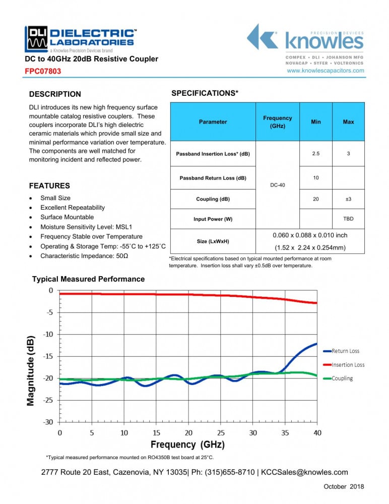 Knowles FPC07803 datasheet page 1