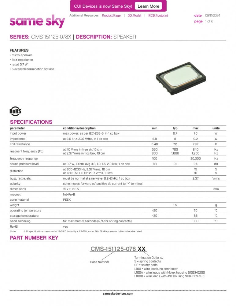 CMS-151125-078L100A datasheet page 1