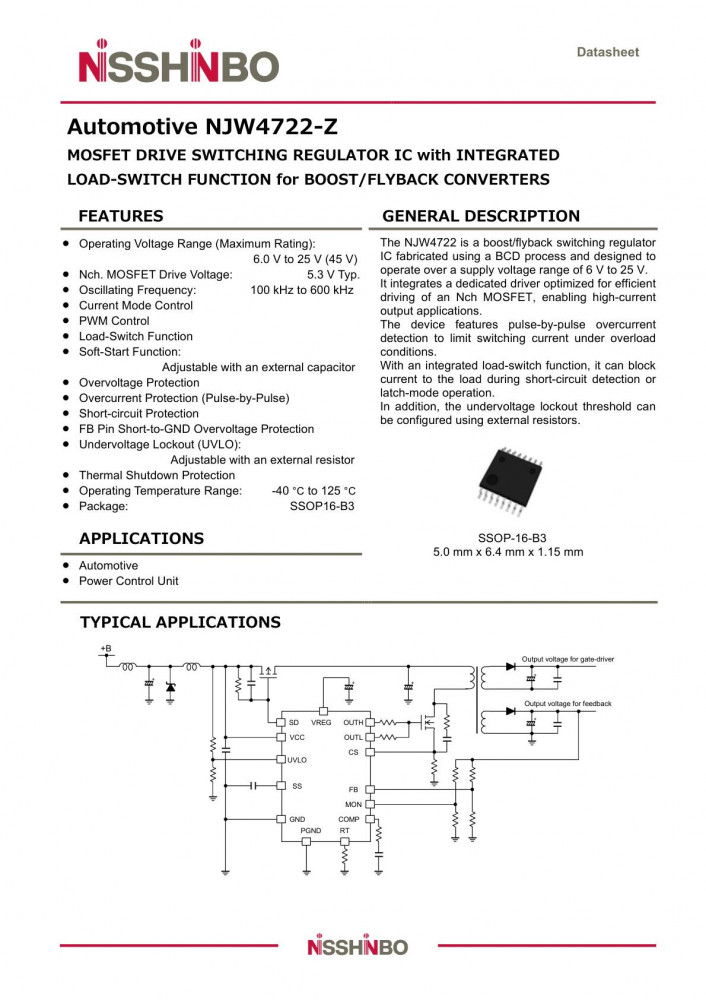 NJW4722 datasheet page 1