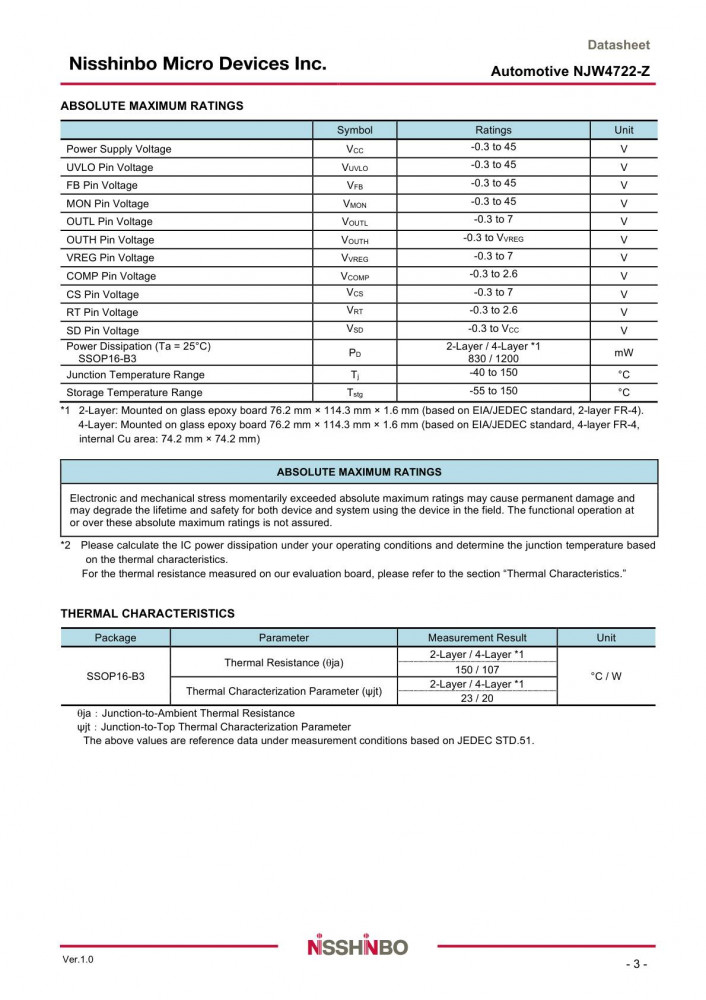 NJW4722 datasheet page 3