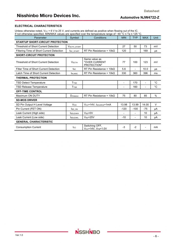 NJW4722 datasheet page 6