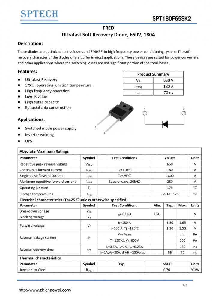 SPT180F65SK2 datasheet page 1