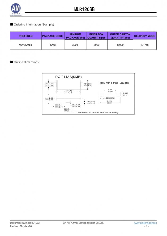 MUR120SB datasheet page 3