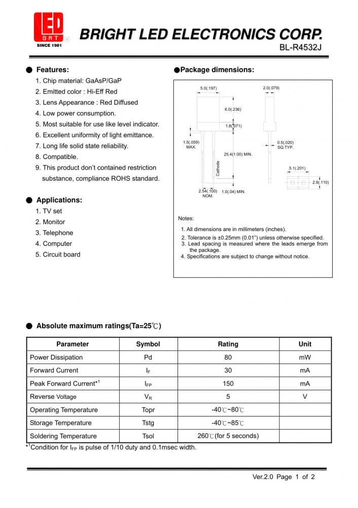 BL-R4532J datasheet page 1