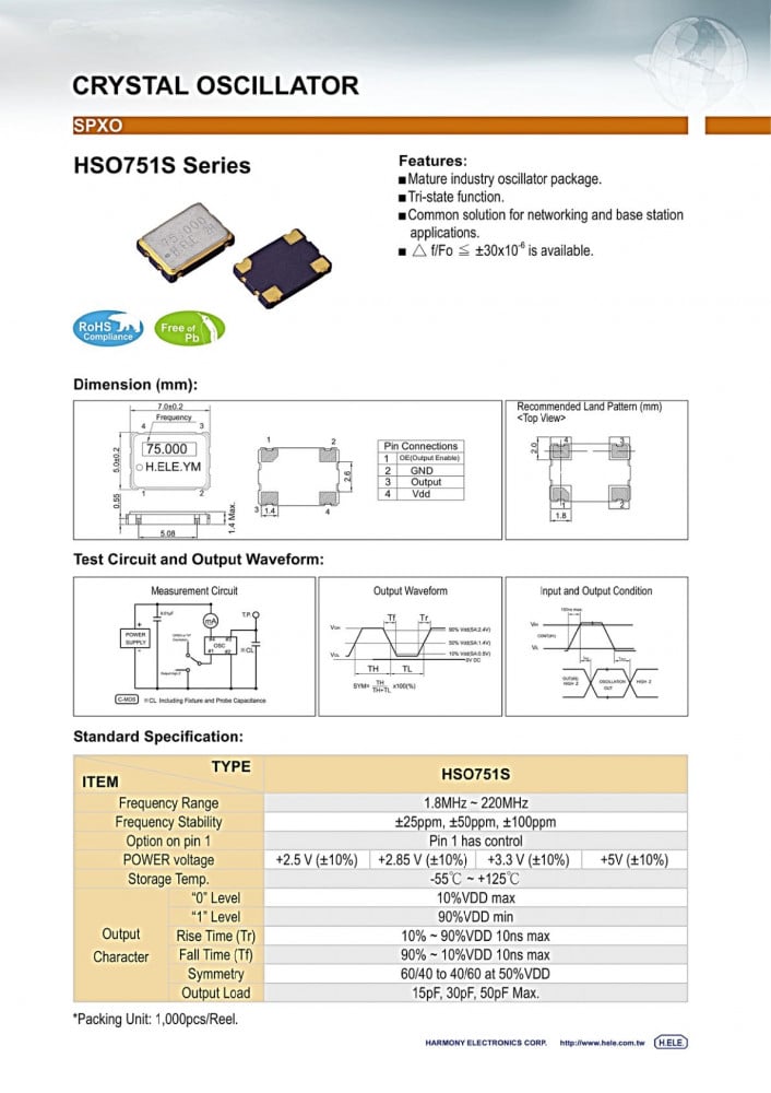 HELE HSO751S technical document page