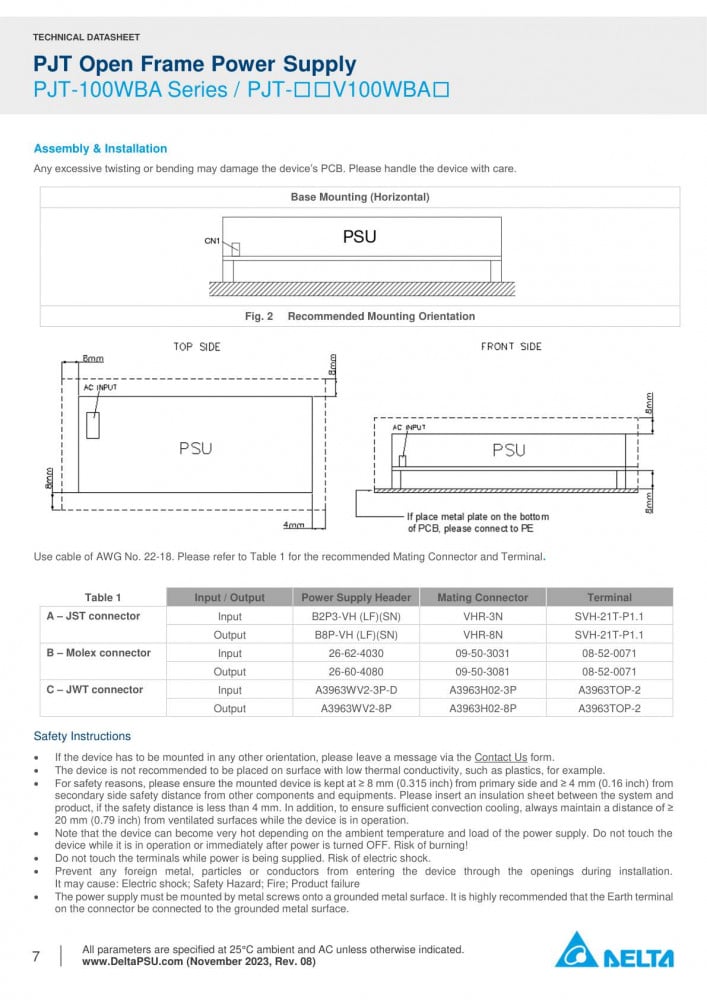PJT-12V100WBAA datasheet page 7