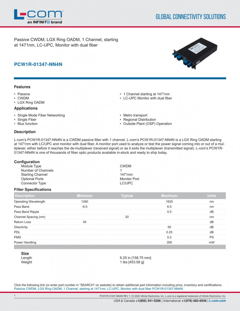 PCW1R-01347-NN4N product documentation page 1