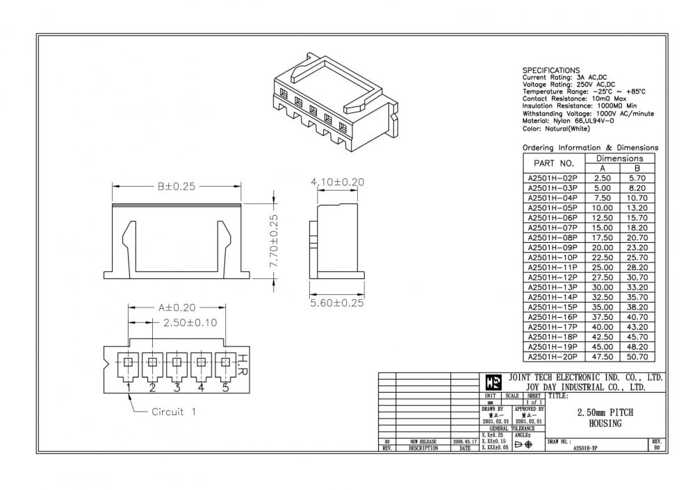A2501H-15P technical drawing