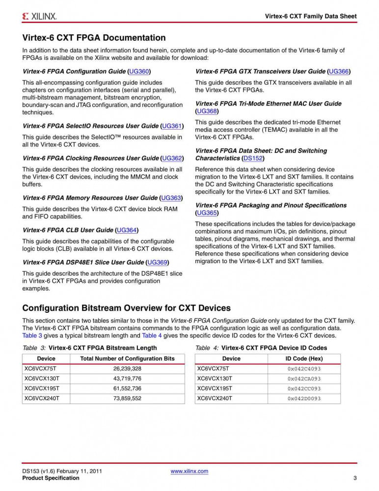 XC6VCX130T datasheet page 3