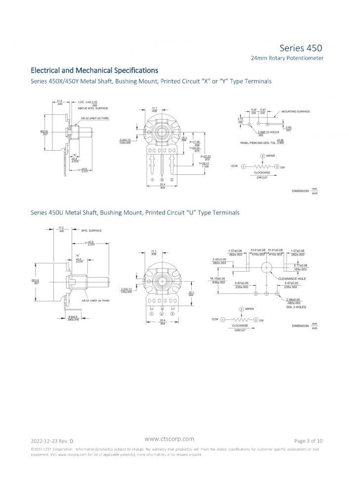CTS Series 450 datasheet page 3