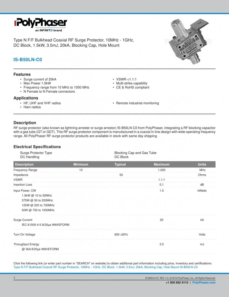 IS-B50LN-C0 technical document page 1