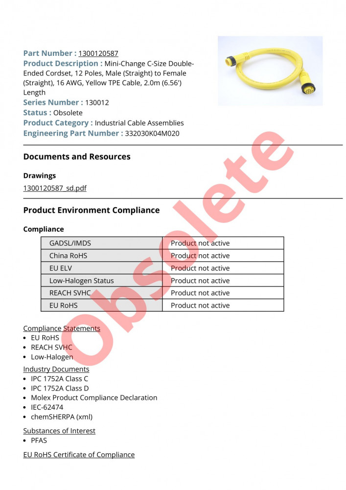 Molex 1300120587 technical drawing preview, page 1