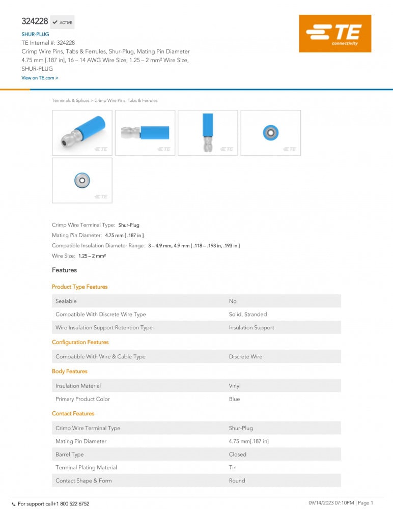 TE Connectivity 324228 technical document page 1