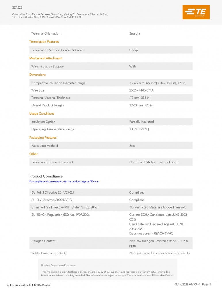TE Connectivity 324228 technical document page 2