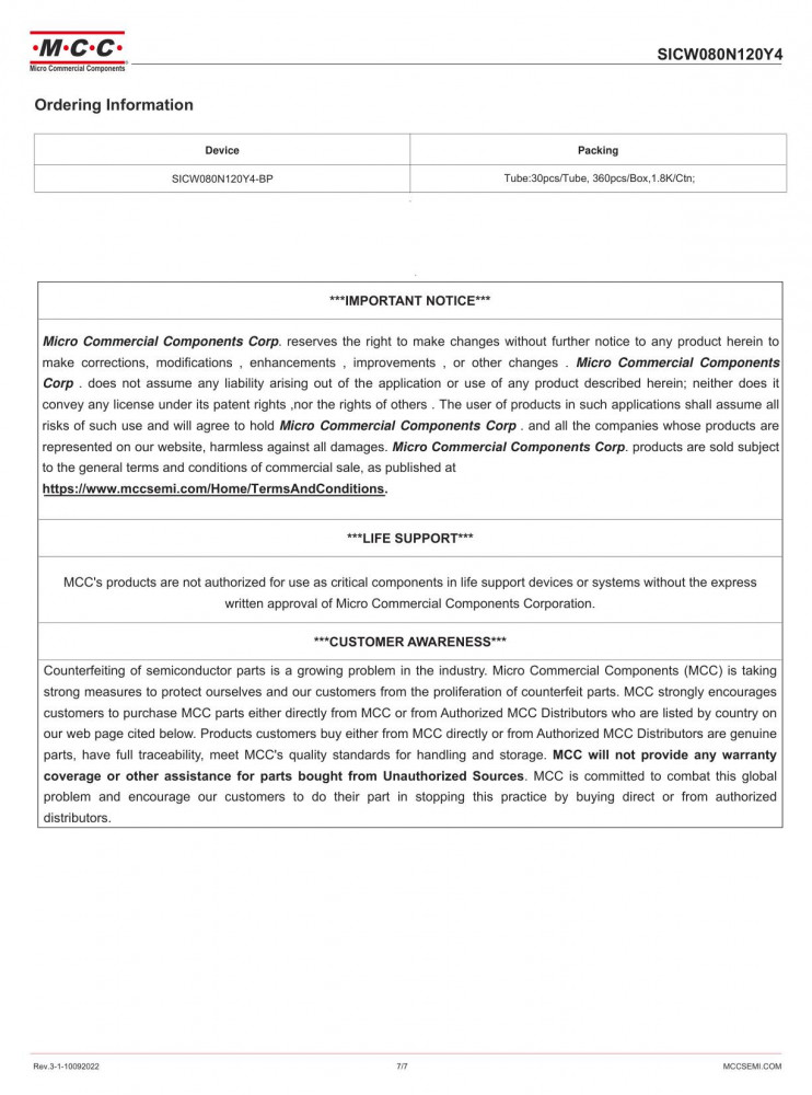 SICW080N120Y4-BP datasheet page 7