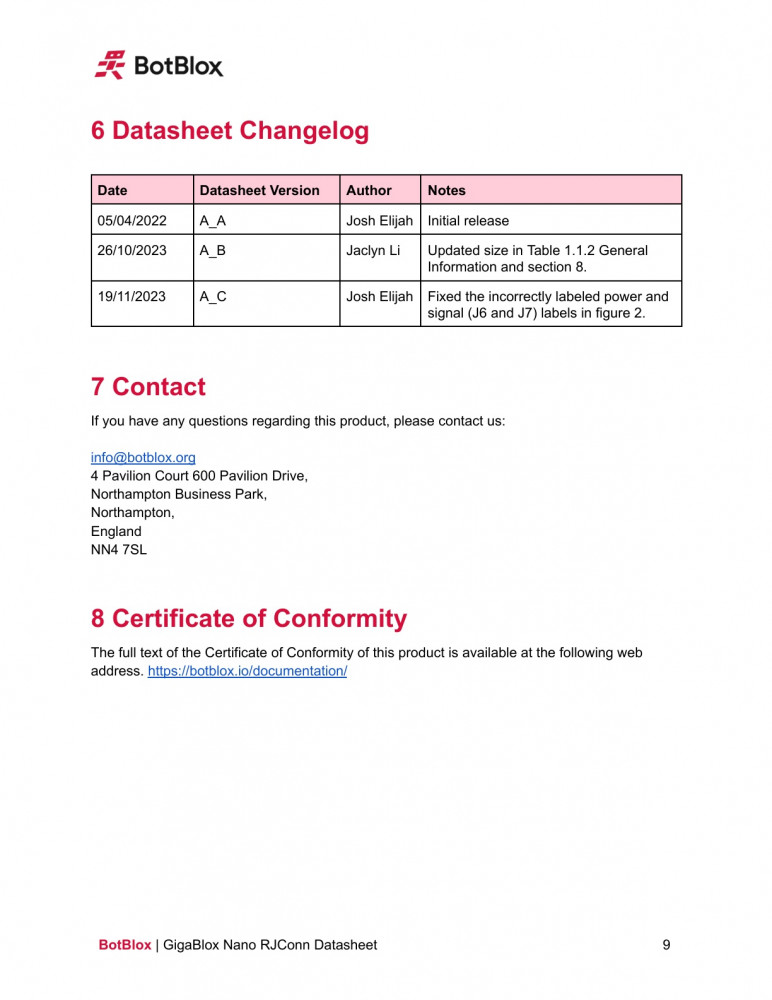 GigaBlox Nano RJConn datasheet page 9