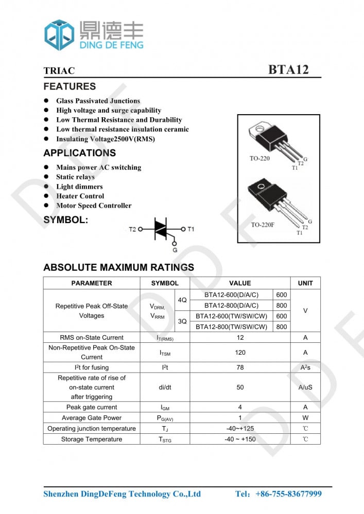 DDF BTA12-600 technical document page 1