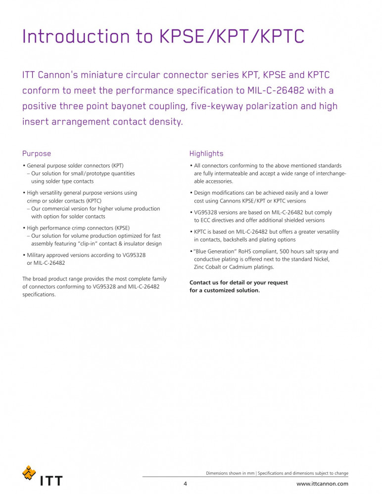 ITT CANNON connector catalog page 4