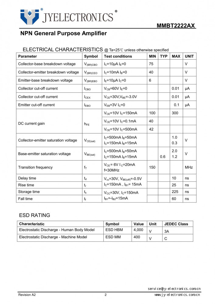 MMBT2222AX datasheet page 2
