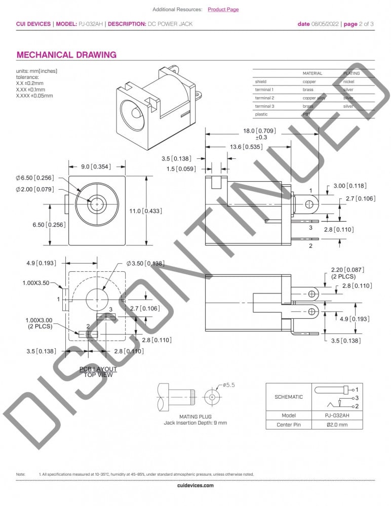 PJ-032AH datasheet page 2