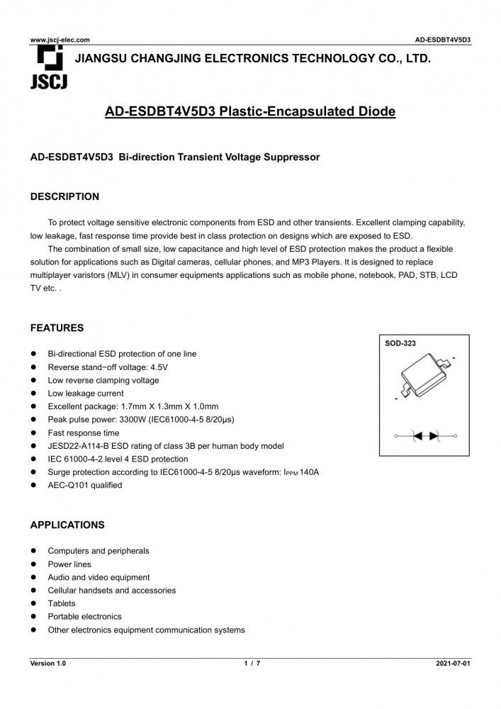 AD-ESDBT4V5D3 datasheet page 1