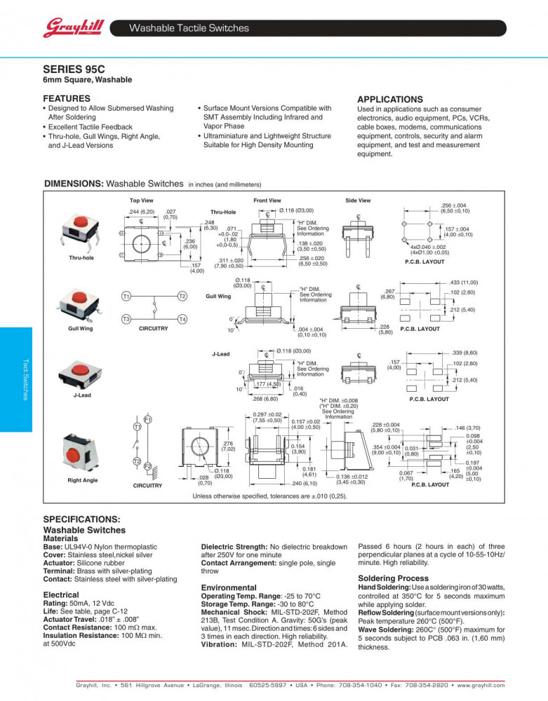 Grayhill Series 95C technical document page 1
