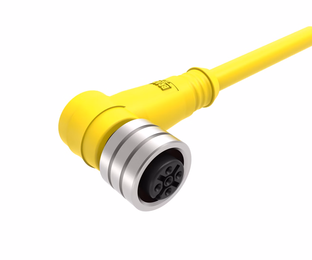 M12 Signal, A-Coded, M12 Push-Pull Ultra-Lock Double-Ended Cordset, 5 Poles, Female (90°) to Male (Straight), 0.34mm² (22 AWG), Black PVC Cable, 1.0m (3.28') Length
